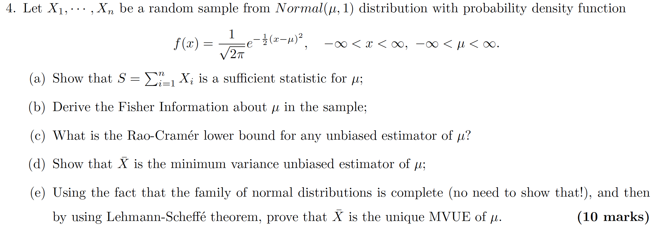 Solved Let x1,cdots,xn ﻿be a random sample from Normal(μ,1) | Chegg.com