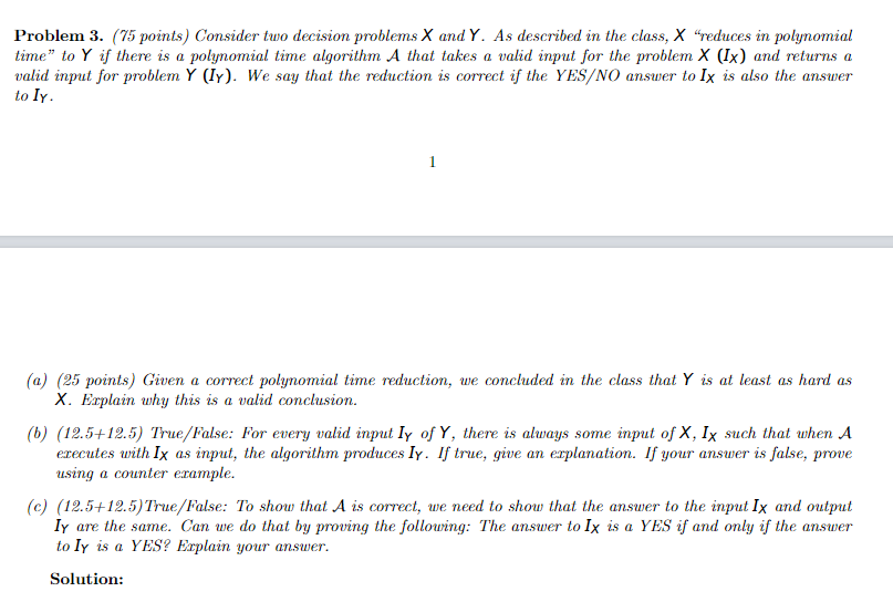 Solved Problem 3. (75 points) Consider two decision problems | Chegg.com