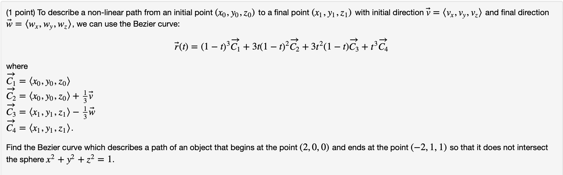 Solved (1 point) To describe a non-linear path from an | Chegg.com