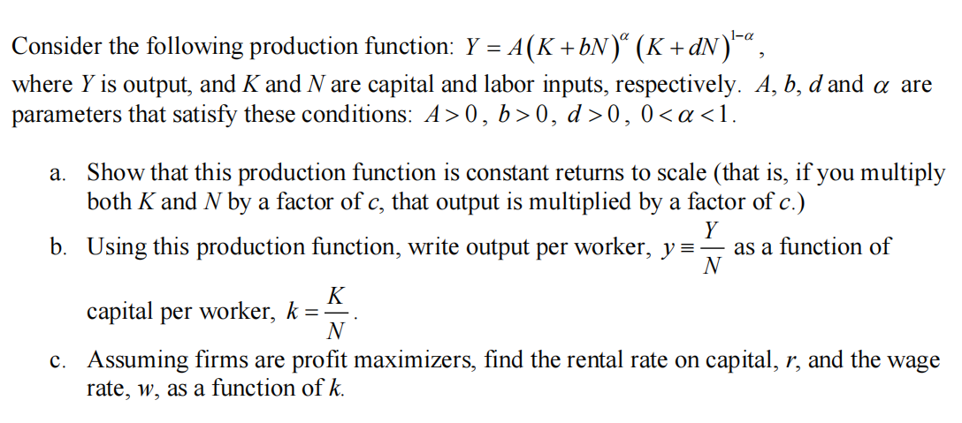Solved Consider the following production function: | Chegg.com