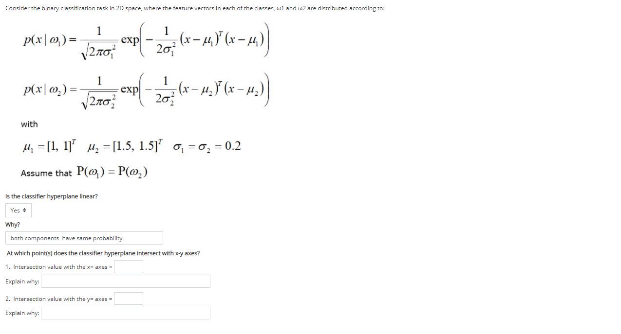 Solved Consider The Binary Classification Task In 2d Space