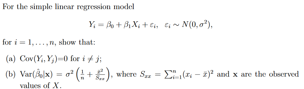 Solved For the simple linear regression | Chegg.com
