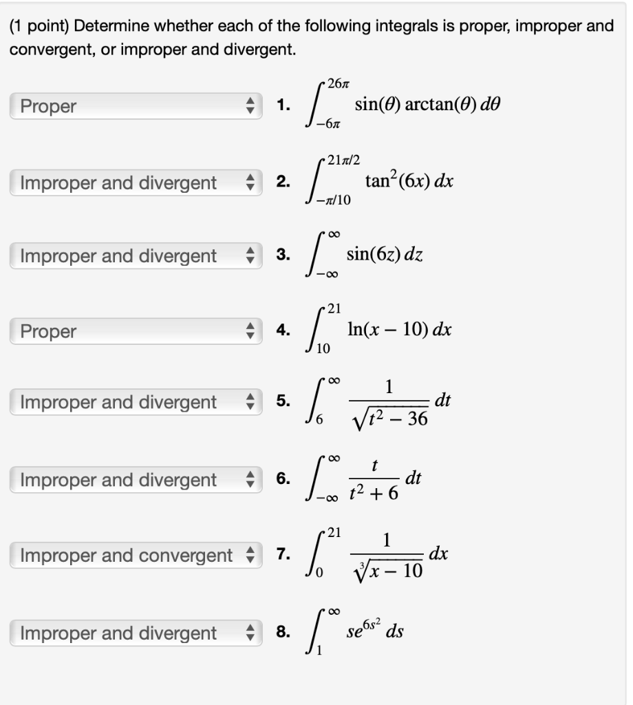 Solved (1 point) Determine whether each of the following | Chegg.com