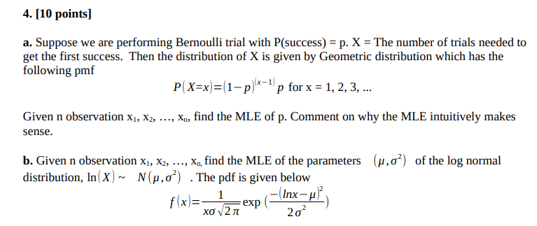 Solved a. Suppose we are performing Bernoulli trial with P( | Chegg.com