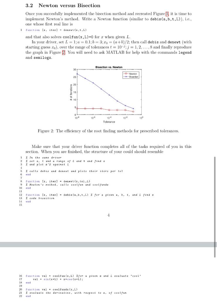 Solved 3.2 Newton versus Bisection Once you succesfully | Chegg.com
