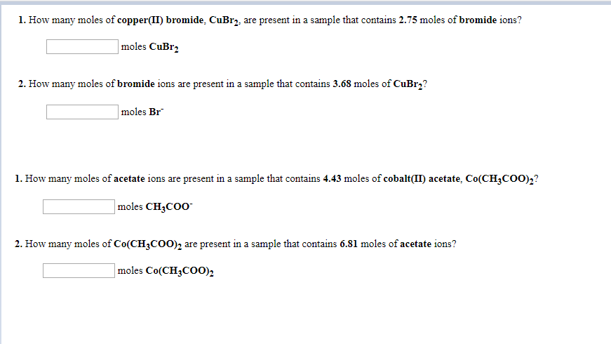 Solved 1. How many moles of copper(II) bromide. CuBr2, are | Chegg.com