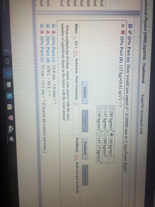 Solved echnical Physics (5909] (Sp2018)-Traditional ExperTA | Chegg.com