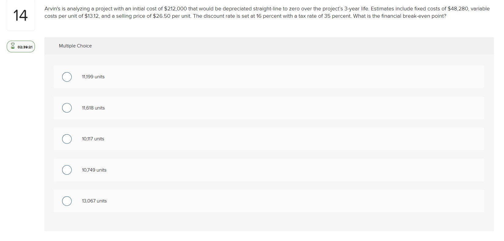 Solved Multiple Choice 11,199 units 11,618 units 10,117 | Chegg.com