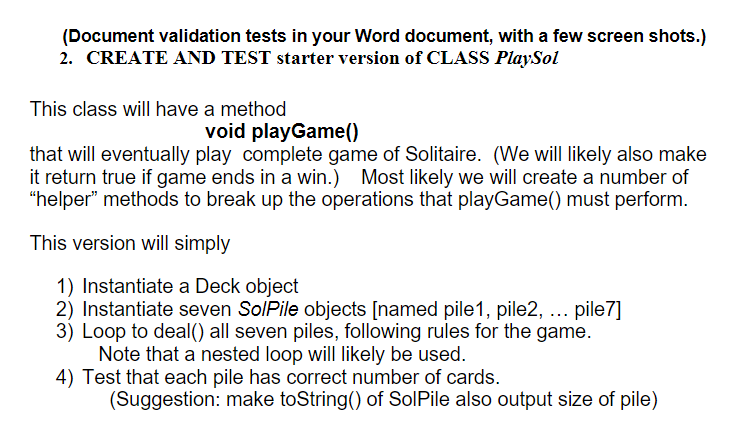 You will (eventually) have four classes, Card, Deck, | Chegg.com