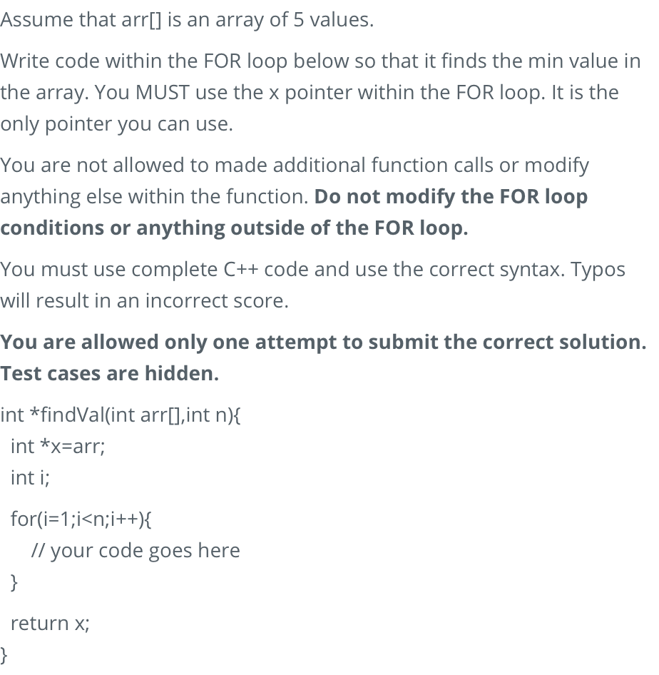 Solved Assume that arr[] is an array of 5 values. Write code | Chegg.com