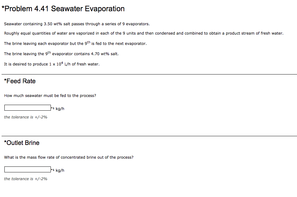 Solved Problem 4.41 Seawater Evaporation seawater containing | Chegg.com