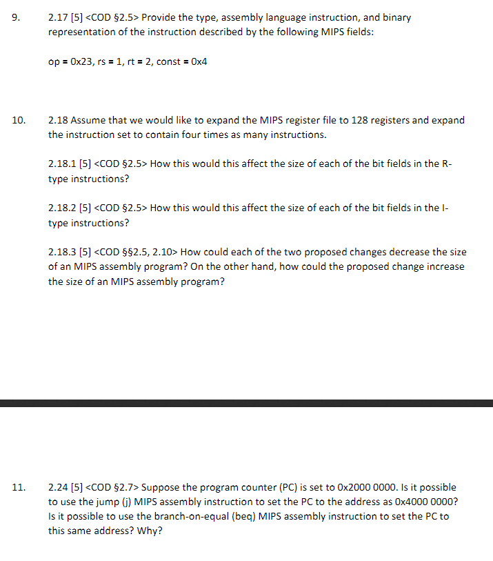 Solved 9. 2.17 (5) Provide the type, assembly language | Chegg.com