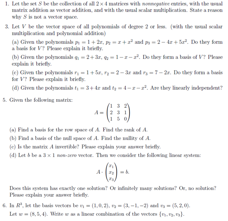 Solved linear algebra for engineering please solve | Chegg.com