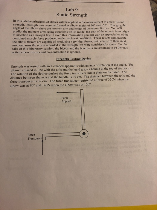 Solved Lab 9 Static Strength In this lab the principles of | Chegg.com