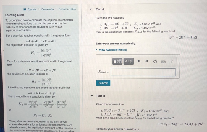 Solved 囍Review 1 Constants Periodic Table Part A Learning | Chegg.com