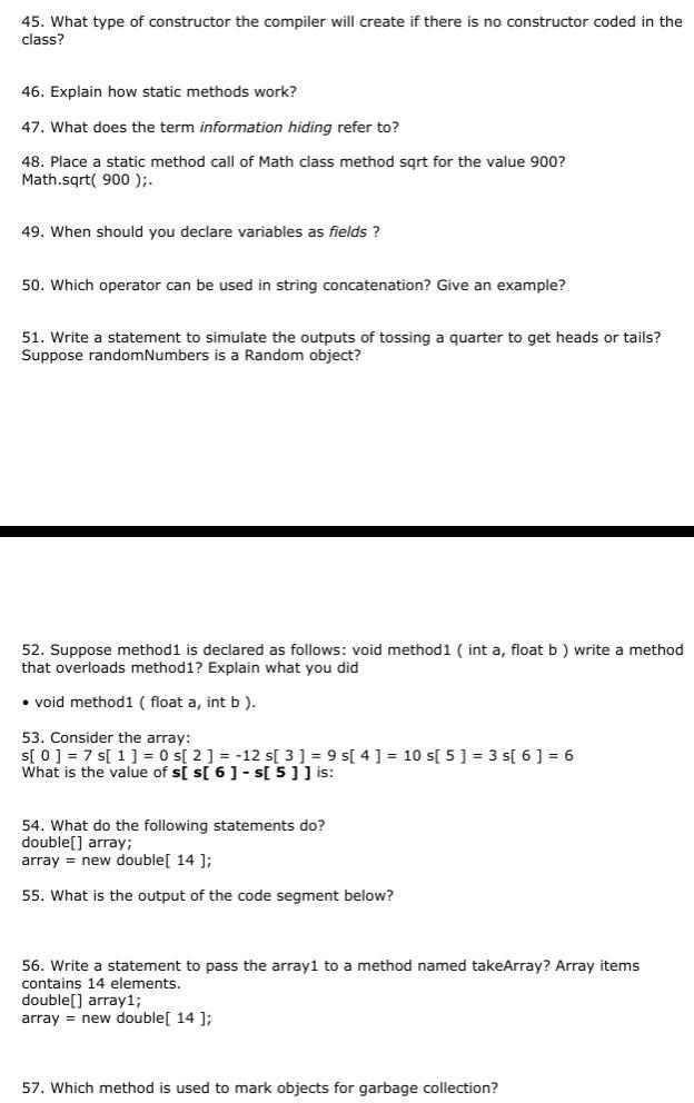 Solved 45. What type of constructor the compiler will create | Chegg.com