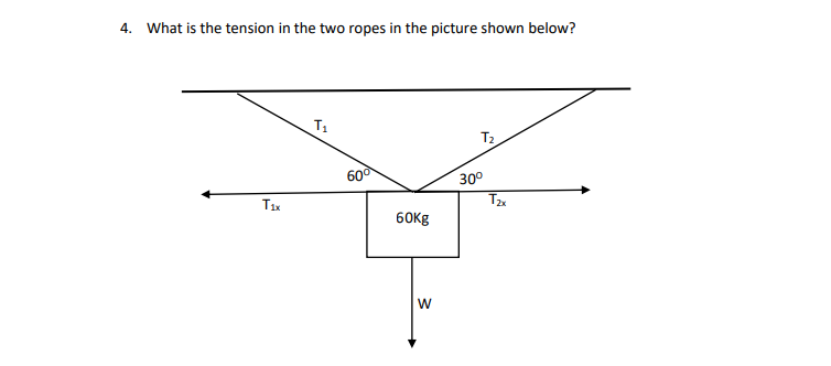 Solved 4. What is the tension in the two ropes in the | Chegg.com