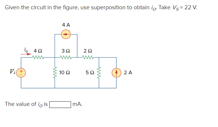 Solved Given the circuit in the figure, use superposition to | Chegg.com