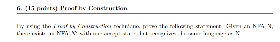 Solved 6. (15 points) Proof by Construction By using the | Chegg.com
