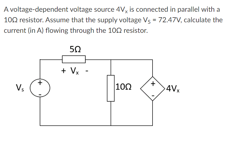 Solved A voltage-dependent voltage source 4Vx is connected | Chegg.com