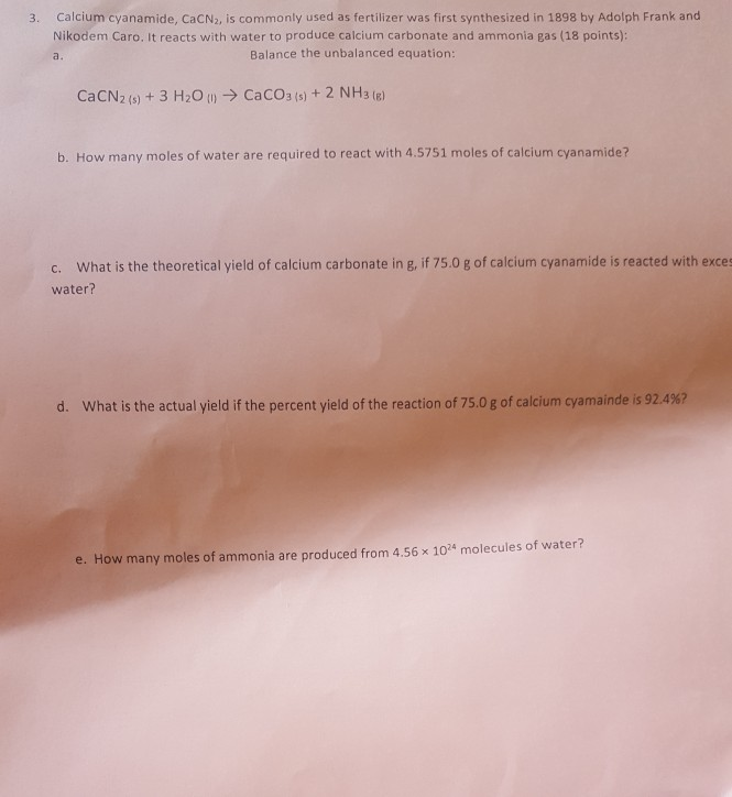 Solved Calcium cyanamide, CaCN2, is commonly used as | Chegg.com