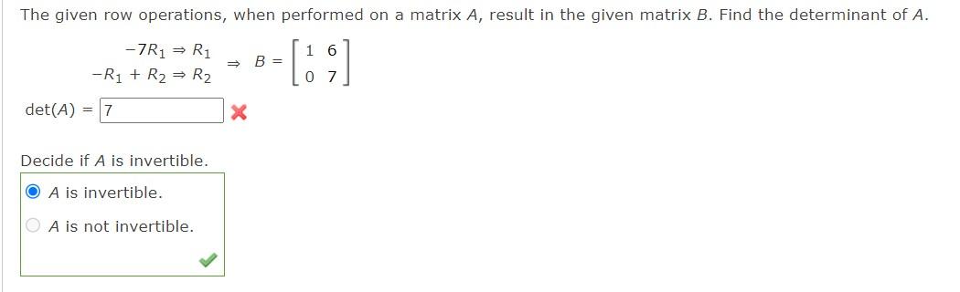 Solved The given row operations, when performed on a matrix | Chegg.com