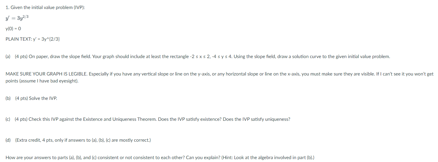 Solved Given the initial value problem | Chegg.com