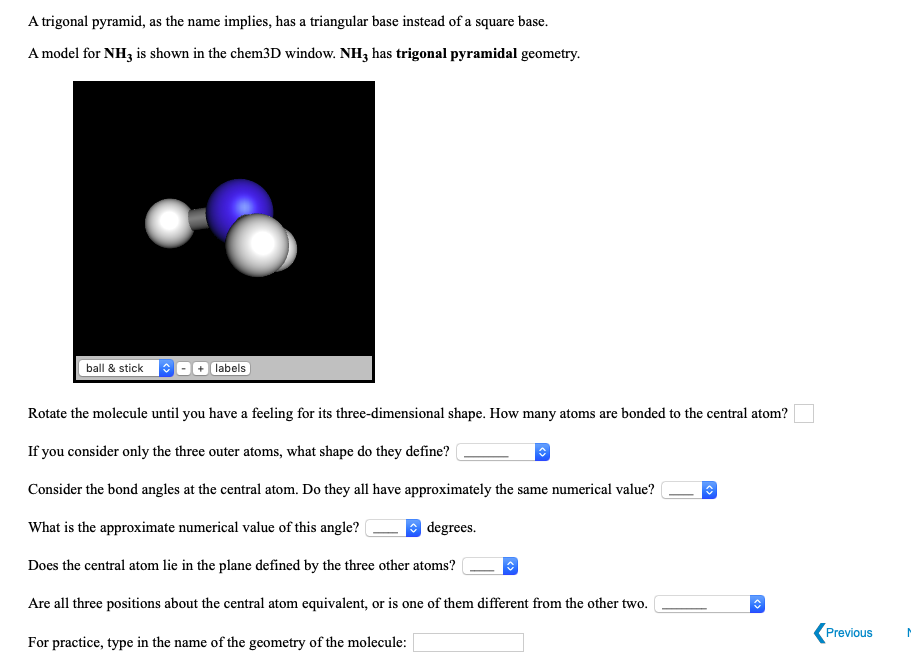 Solved A trigonal pyramid, as the name implies, has a | Chegg.com