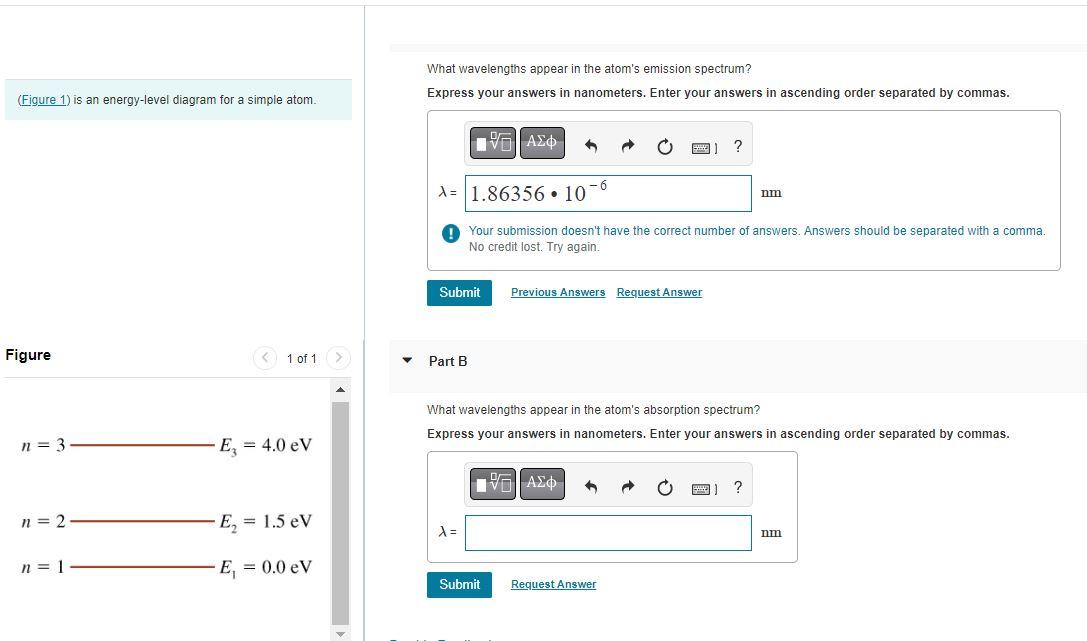 Solved What wavelengths appear in the atom's emission | Chegg.com