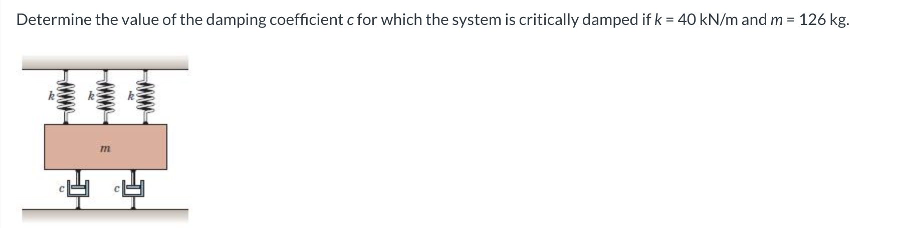 [Solved]: Determine the value of the damping coefficient c