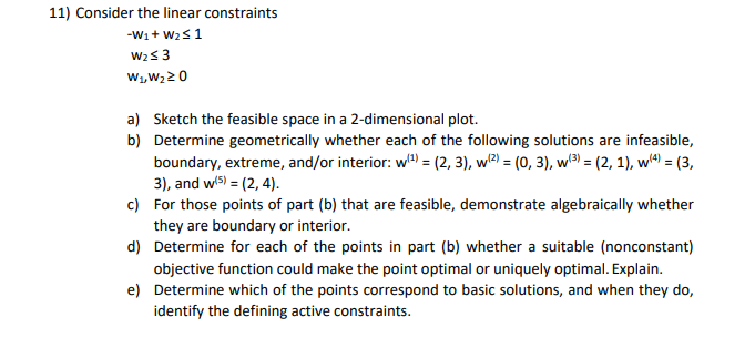 Solved 11) Consider the linear constraints | Chegg.com