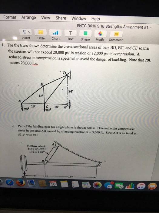 Solved Format Arrange View Share Window Help ENTC 3010 S'18 | Chegg.com