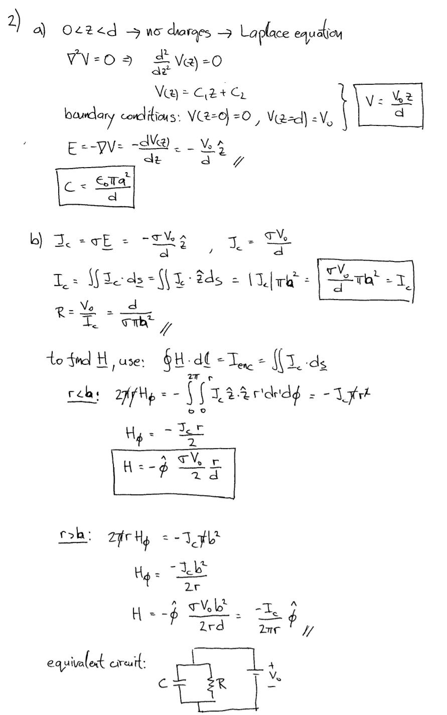 Solved Consider two parallel circular plates of radius a | Chegg.com