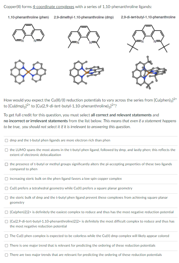 Solved Copper(II) forms 4 -coordinate complexes with a | Chegg.com