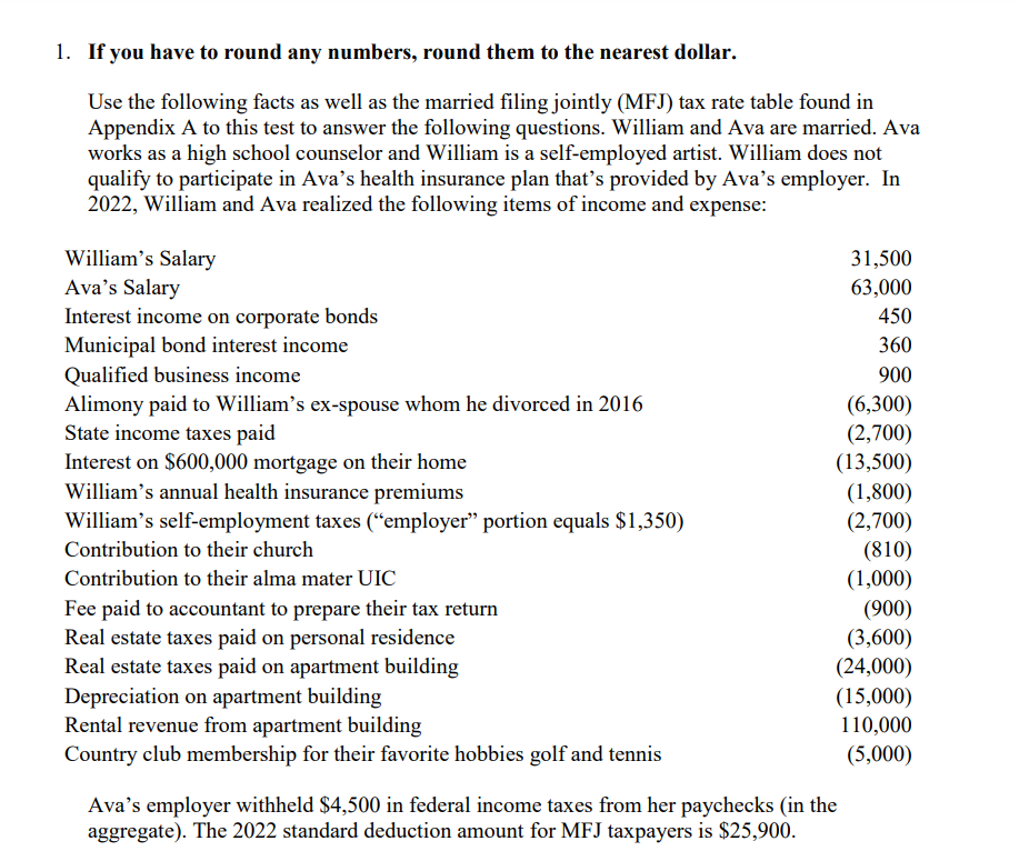 Solved Ava's employer withheld $4,500 in federal income | Chegg.com