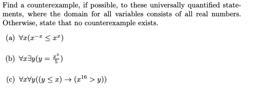 Solved Find a counterexample, if possible, to these | Chegg.com