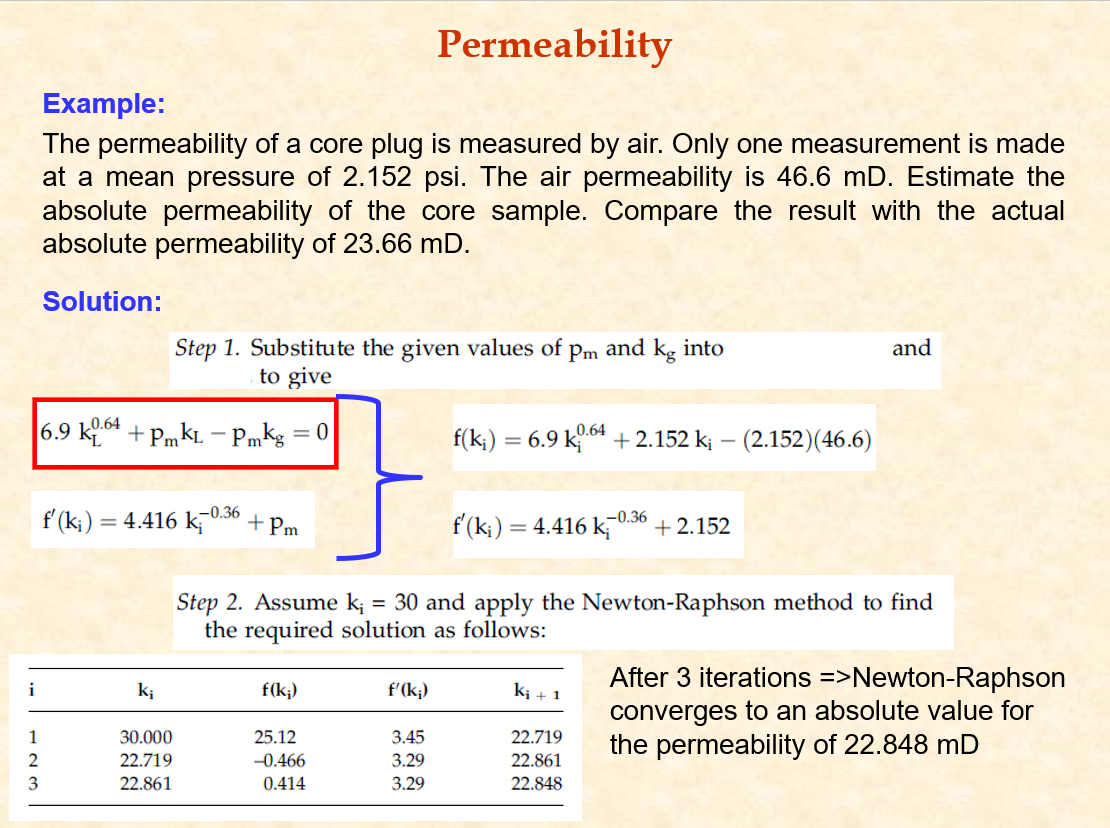 Solved Permeability Example: The permeability of a core plug | Chegg.com