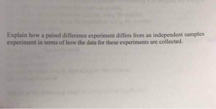 Solved Explain how a paired difference experiment differs | Chegg.com