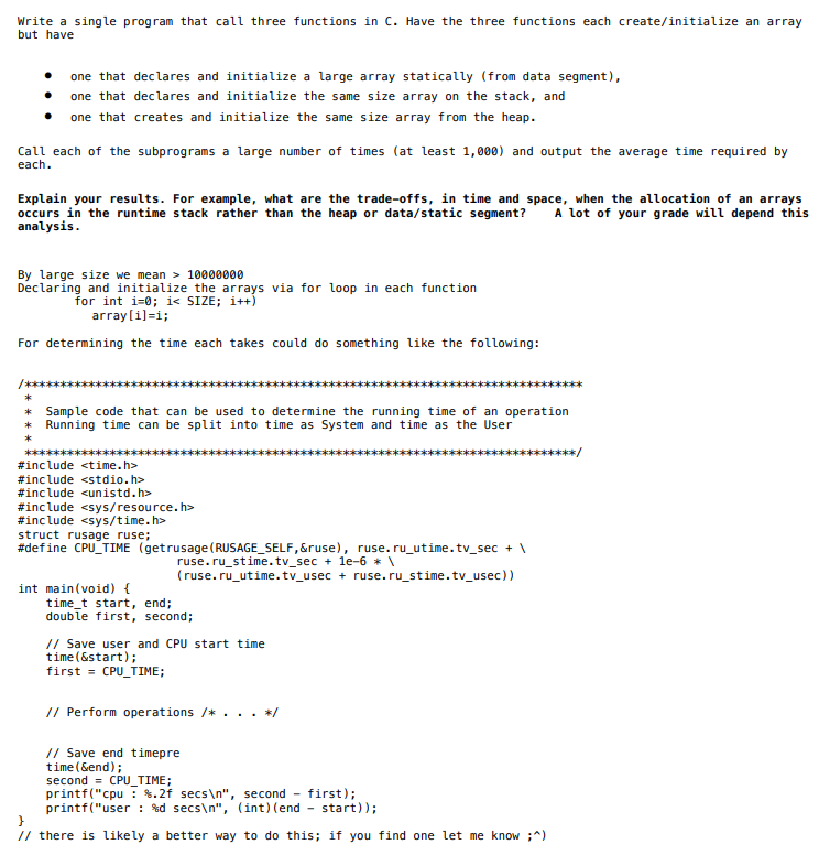 Solved Write a single program that call three functions in . | Chegg.com