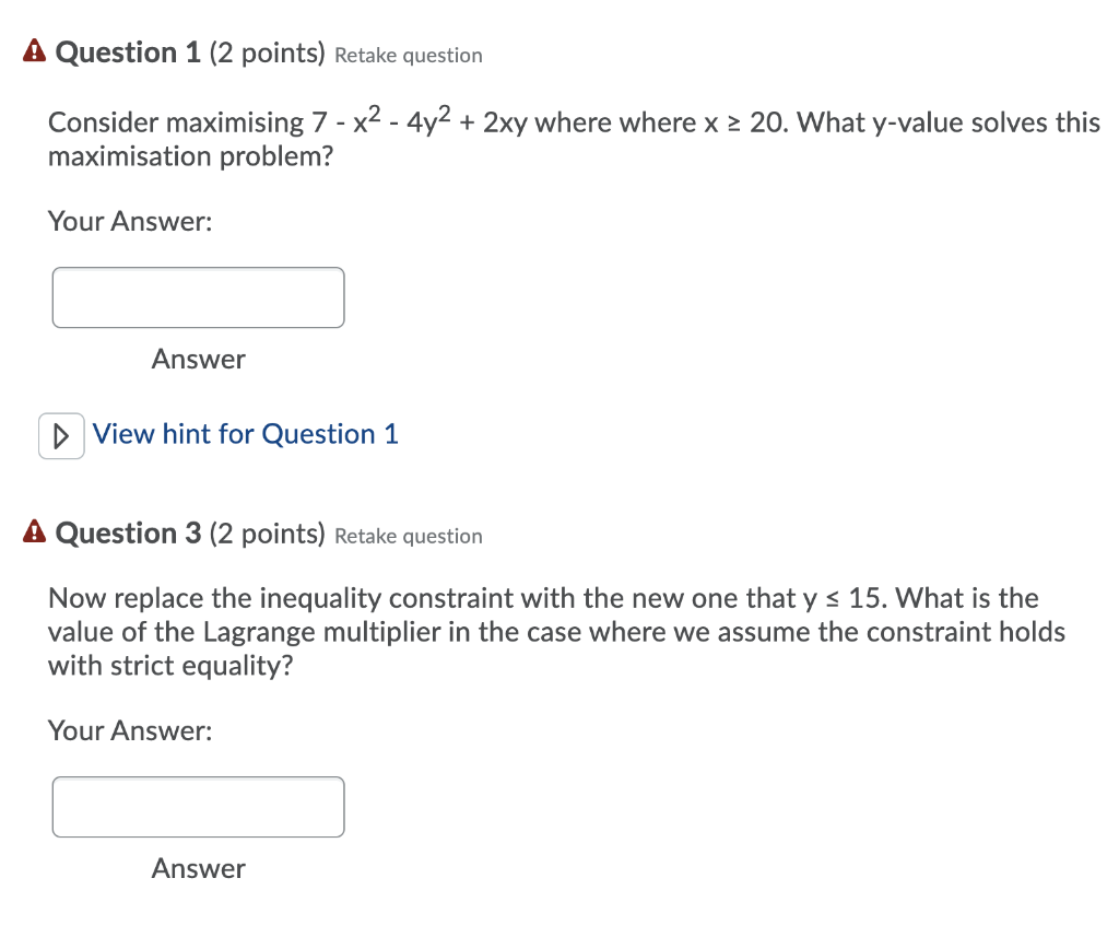 Solved A Question 1 (2 points) Retake question Consider | Chegg.com