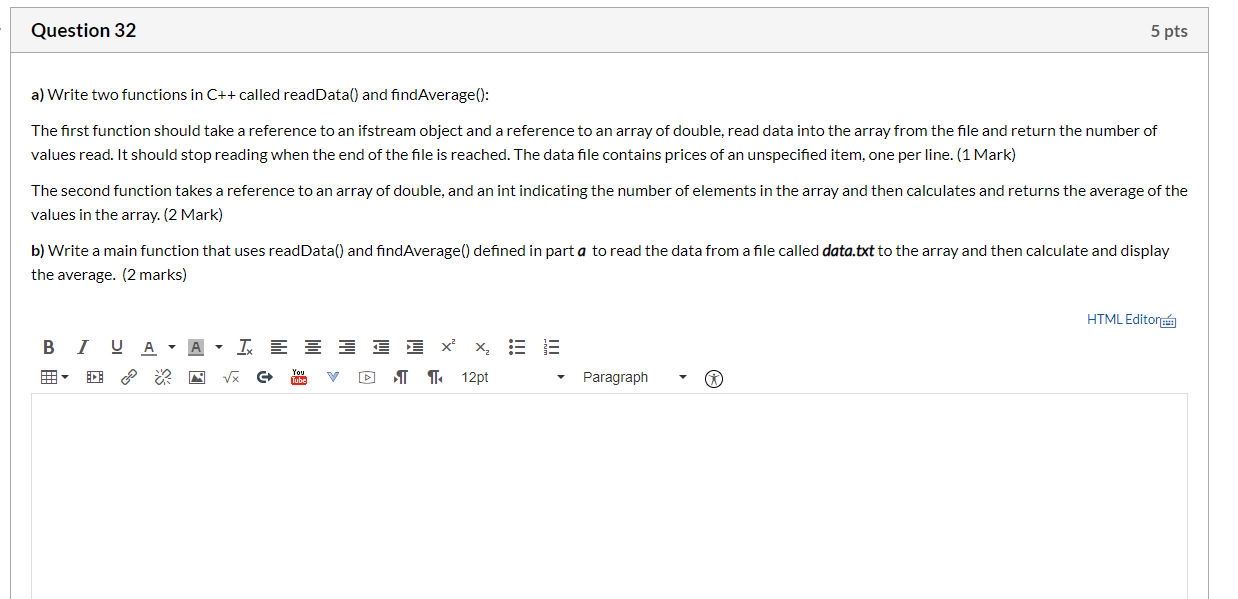 Solved Question 32 5 pts a) Write two functions in C++ | Chegg.com