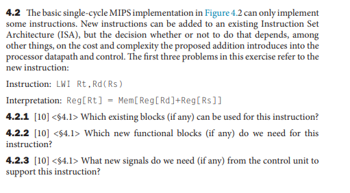 4.2 The basic single-cycle MIPS implementation in | Chegg.com