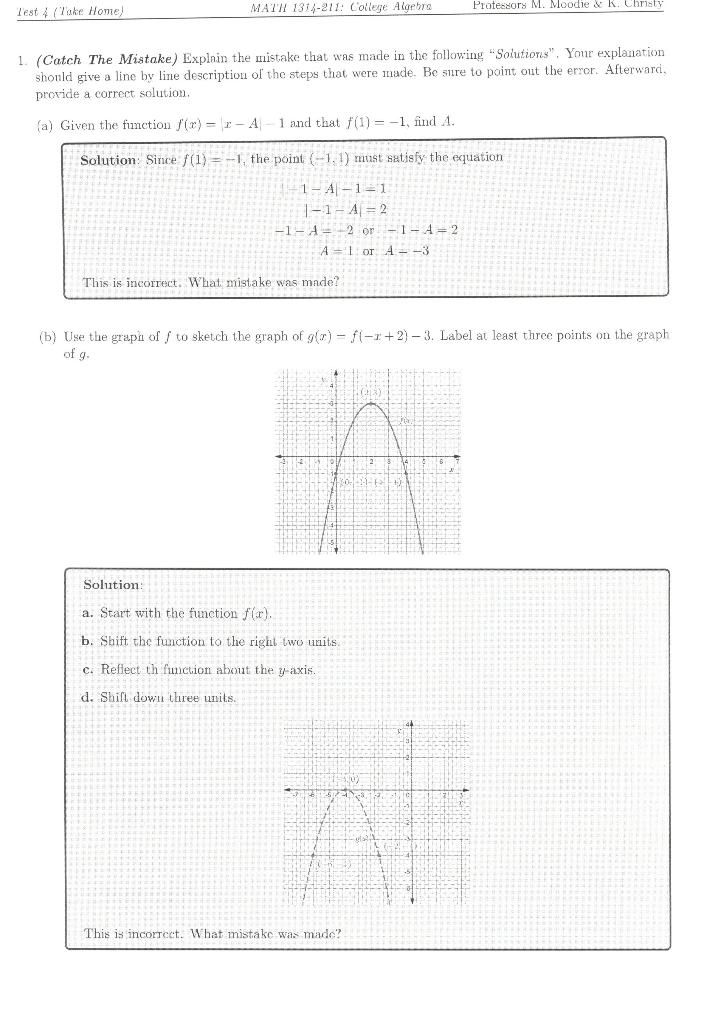 Solved Test 4 (Wake Home) MATH 1314-211: College Algebra | Chegg.com