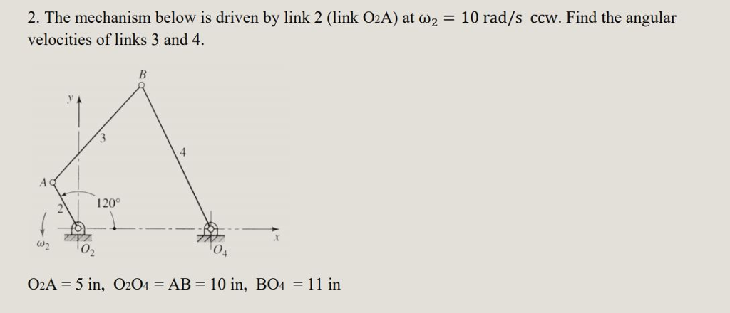 Solved 2. The mechanism below is driven by link 2 (link O2A) | Chegg.com