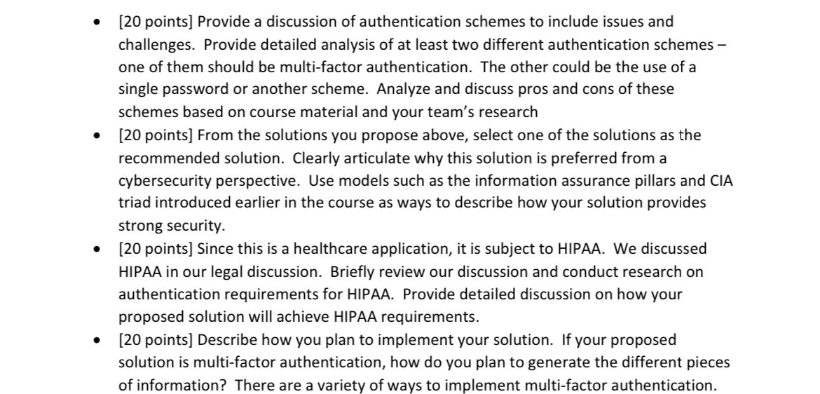 Solved - [20 points] Provide a discussion of authentication | Chegg.com