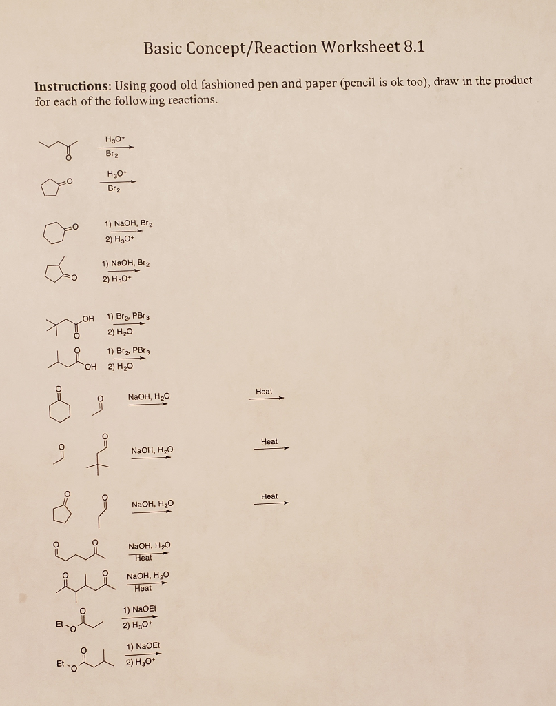 Solved Basic Concept/Reaction Worksheet 8.2 Instructions: | Chegg.com