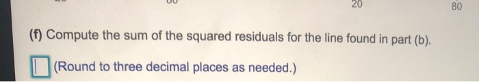 Solved f.) compute the sum of the squared residuals for the | Chegg.com