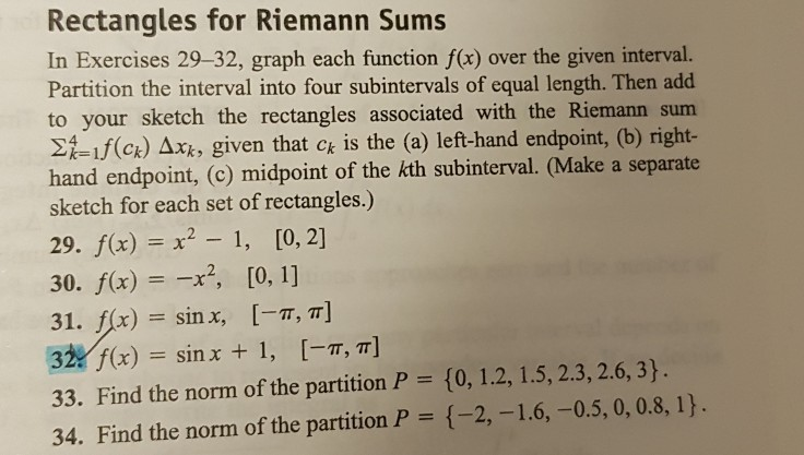 Solved Rectangles for Riemann Sums In Exercises 29–32, graph | Chegg.com