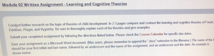 Solved Module 02 Written Assignment - Learning and Cognitive | Chegg.com