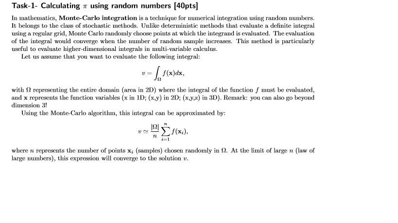 (Solved) : Task 1 Calculating Using Random Numbers 40pts Mathematics ... (Solved) : Task 1 Calculating Using Random Numbers 40pts Mathematics ...